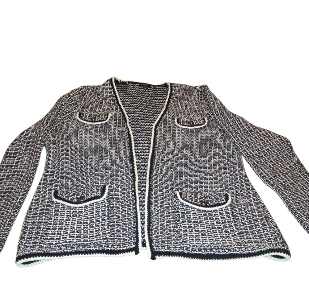 Talbots Knit Blazer Black And White Sizes Xlp - Gem